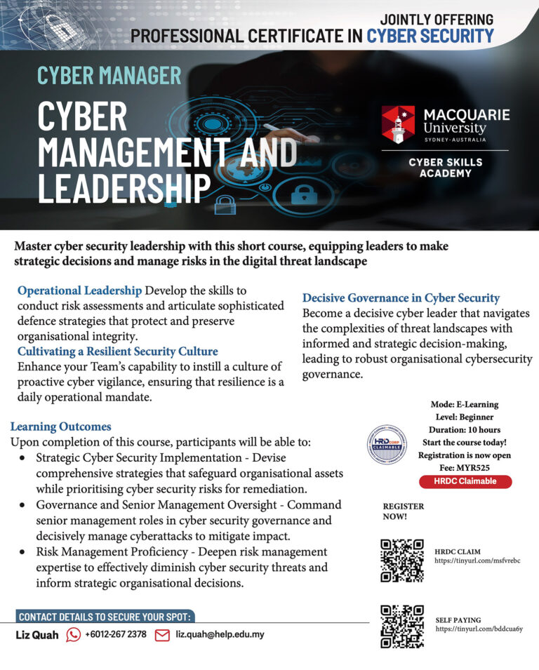 Cyber Manager – Cyber Management and Leadership – HELP University